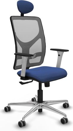 Piqueras y Crespo Schreibtischstuhl in Marineblau, mit wei&szlig;en und schwarzen Armlehnen, h&ouml;henverstellbare Lendenwirbelst&uuml;tze und festes Kopfteil, ausgestattet mit 3 Posi