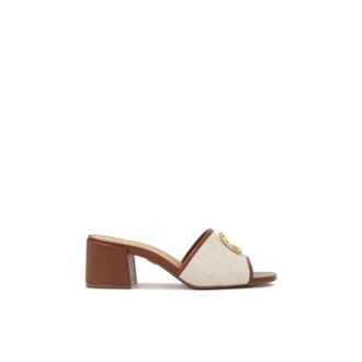 Kazar Leder-Zehentrenner mit Canvas-Stoffriemen - - Shoes - Damen - Braun - 36 1/2 EU