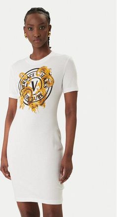 Versace Jeans Couture Kleid f&uuml;r den Alltag 80HAOE01 CJ02E Wei&szlig; Slim Fit