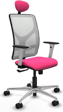 Piqueras y Crespo Computerstuhl mit schwarzen und wei&szlig;en Armlehnen, h&ouml;henverstellbarer Lendenwirbelst&uuml;tze und festem Kopfteil, ausgestattet mit 3 Positionen, Wei&szlig;/Rosa