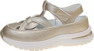 Generic Sandales plates d&eacute;t&eacute; respirantes et confortables &agrave; talon inclin&eacute; et &agrave; bout ferm&eacute; pour femme, dor&eacute;, 37.5/36 EU