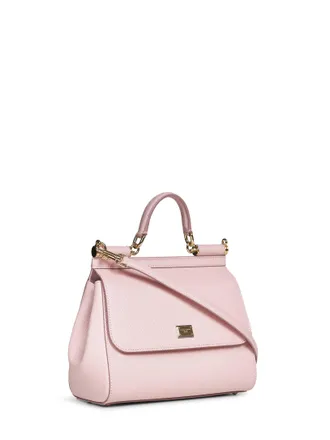 Dolce & Gabbana Womens Handbag Sicily Pink Calf Leather Handbags Hand Bags