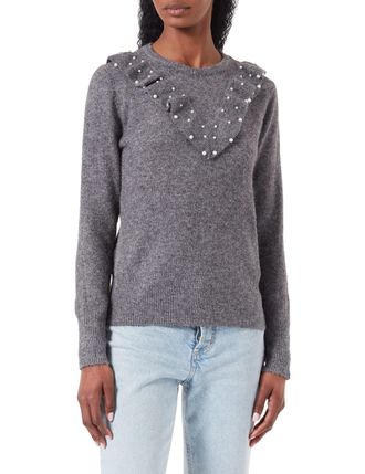 Ichi Damen IHMACON LS4 Pullover, 200319/Dark Grey Melange, M