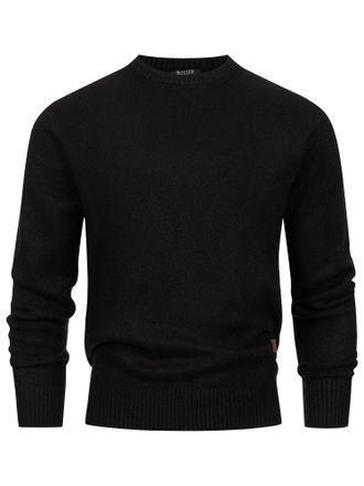 Indicode Herren INTrax O-Neck Feinstrickpullover mit Rundhalsausschnitt | Pullover Strickpullover f&uuml;r M&auml;nner Black, S