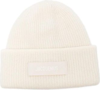 Jacquemus Logo-patch Ribbed-knit Beanie Hat