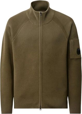 C.P. Company C.p. Company - Pull en coton &agrave; col rond et nid dabeille - Homme - Pulls - Vert - Taille: S