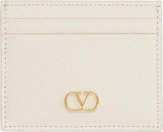 Valentino Garavani Femme, Accessoires, Beige, Taille: ONE Size Porte-cartes en cuir Vlogo Signature