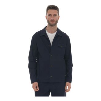 Hindustrie Homme, Vestes, Bleu, Taille: XL Overshirt en coton avec fermeture boutonn&eacute;e