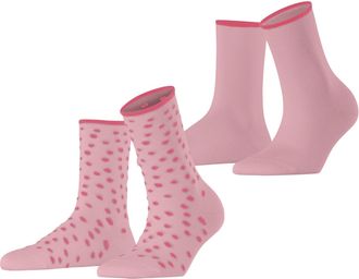 Esprit Damen Socken Sketched Dot Multipack W So Baumwolle gemustert 2 Paar, Rosa Flamingo 8402, 35-38