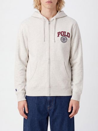 Polo Ralph Lauren Sweat &agrave; capuche zipp&eacute; en coton m&eacute;lang&eacute; avec poche kangourou