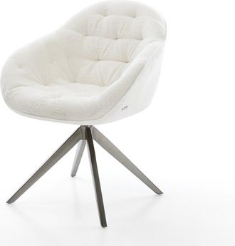 DELIFE Drehstuhl Gaio-Flex Boucl&eacute; Soft Beige Kreuzgestell breit Graphit 360&deg; drehbar Wippfunktion, Esszimmerst&uuml;hle