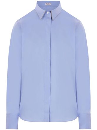 Brunello Cucinelli chemise en popeline - Bleu
