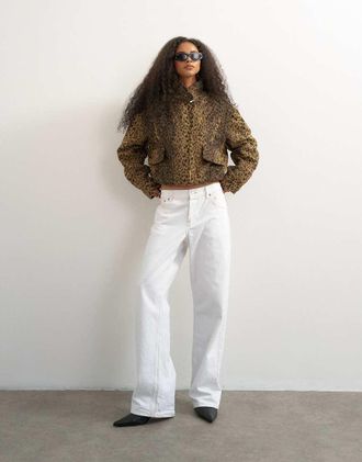 Topshop veste en m&eacute;lange de laine &agrave; imprim&eacute; animal-Multi