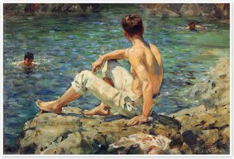 Posterlounge Grün und Gold Poster von Henry Scott Tuke 60 x 40 cm Wandbilder Wanddeko