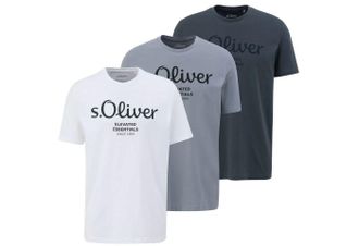s.Oliver T-Shirt Basic aus reiner Baumwolle, mit Logo-Print auf der Brust
