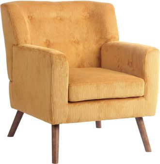 Clp Sessel Kioni mit Cordbezug, Polstersessel mit Armlehnen, Ohrensessel bis 150 kg, Relaxsessel, Fernsehsessel, Wohnzimmer, Farbe:orange