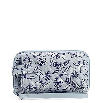 Vera Bradley Iconic RFID Smartphone Wristlet, Signature, Dragonne Femme, Vivaces Grises-Coton recyclé, Taille Unique