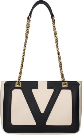 Valentino Garavani Femmes Sac Bandouli&egrave;re Cuir Beige/Noir
