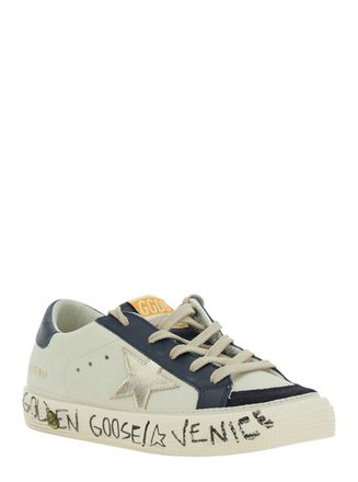 Golden Goose Boys Low-Top Sneakers May White Leather Cow Trainers
