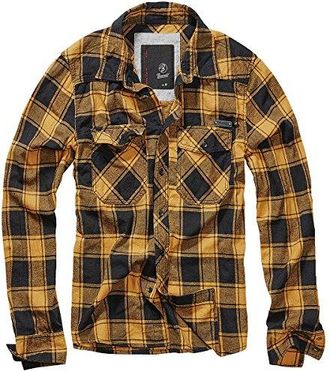 Brandit Chemise À Carreaux Homme Chemise Manches Longues Noir/Jaune XXL