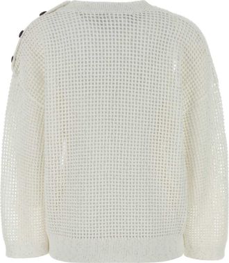 Brunello Cucinelli Open-Knit Crochet Sweater - White