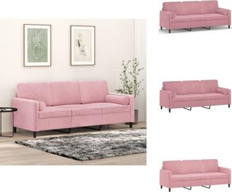 vidaXL 3-Sitzer-Sofa mit Zierkissen Rosa 180 cm Samt - Samtsofa - 3-Sitzer-Sofa - Wohnlandschaft - Rosa Sofa - Gemütliches Sofa