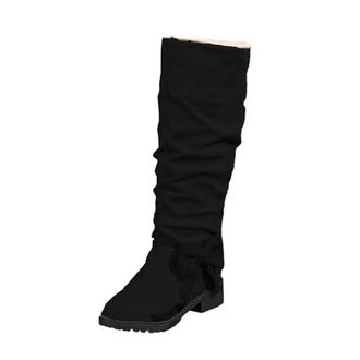Generic Bottes hautes au genou pour femme - Large noeud - &Eacute;l&eacute;gantes - Bout rond - Talon bas - Antid&eacute;rapantes - Confortables - D&eacute;contract&eacute;es et classiques, Noi