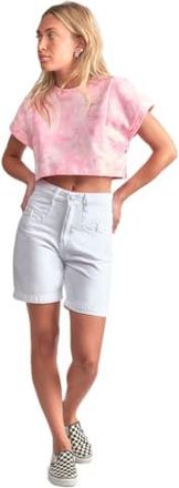 Le Temps Des Cerises Bermuda Thilo Taille Haute en Jeans Blanc