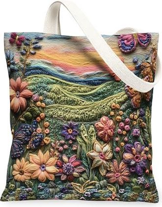 Generic Sac fourre-tout en toile Spring Coleus pour le shopping 33 x 38 cm, sac d&eacute;picerie r&eacute;utilisable pour femme, motif floral, d&eacute;coration cadeau