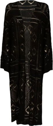 Akep Femme, Pulls, Noir, Taille: 36 FR Cardigan Pizzo Lungo