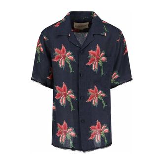 Valentino Hemd mit kurzen &Auml;rmeln und Blumenprint - - Shirts - Herren - Blau - L