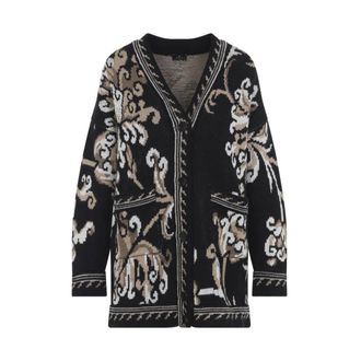 Etro Gilet en maille jacquard avec imprim&eacute; baroque - Femme - Pulls - Noir - Taille: 38 FR