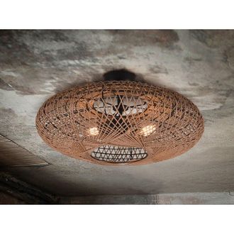 Trio Gro&szlig;e Deckenleuchte HEDDA Korbgeflecht aus Sisal, &Oslash; 52cm