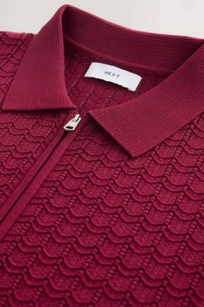 Next Polokragenpullover Regular Fit Poloshirt aus Strick, Rei&szlig;verschluss (1-tlg)