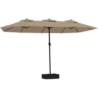 vidaXL Parasol &agrave; double t&ecirc;te taupe 449x265 cm vidaXL