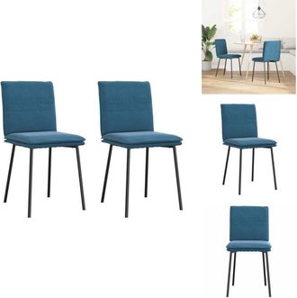 vidaXL Esszimmerstühle 2 Stk. Blau Samt - Esszimmerstuhl - Esszimmerstühle - Stuhl - Küchenstuhl