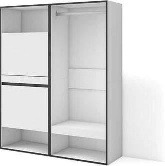 Skraut Home | Schuhregal, Schuhschrank | Schuhaufbewahrung | 120x145x35 cm | Für Schlafzimmer, Zimmer | Offener Kleiderschrank | Moderner Stil | Weiß