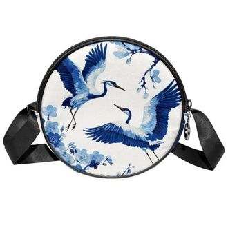 Generic Sac &agrave; bandouli&egrave;re Circle pour femme, petit sac &agrave; bandouli&egrave;re bleu avec fermeture &eacute;clair, bretelles r&eacute;glables, sac &agrave; main rond d&eacute;contract&eacute; pour femmes 