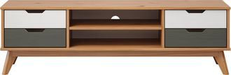 Inter-Furn TV-Lowboard, Kiefernholz, Kiefer Massiv-Honig/Grau/Weiß, 140 x 42 x 40 cm 2044314B9