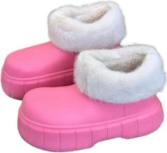 Generic QXDZSW Bottes dhiver en peluche pour femme - Chaussures imperm&eacute;ables en coton fourrure - Chaussures dext&eacute;rieur confortables et pelucheuses &agrave; semelle &eacute;