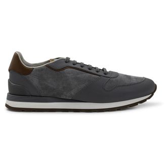 Brunello Cucinelli Stylische graue Leder-Sneakers - - Shoes - Herren - Grau - 42 1/2 EU