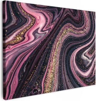 MuchoWow &copy; Wandbilder 40x30 cm Schlafzimmer Home Goldene Deko Wohnung Bild Wohnzimmer Fotoleinwand Wand Bilder Leinwand Wall Decor Marmor-Look - Rosa - Lila - 