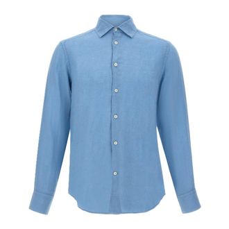 MC2 Saint Barth Homme, Chemises, Bleu, Taille: M Chemise Classique en Lin Pamplona