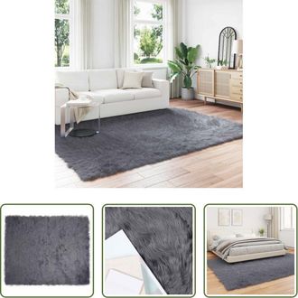 vidaXL Polyester Teppich - Kunstschaffell Teppich Tafalla Anthrazit 240 x 340 cm Polyester