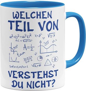 OM3 Welchen Teil von verstehst du Nicht Kaffee-Tasse mit Spruch Mathe II | Keramik Becher | 11oz 325ml | Beidseitig Bedruckt | Hellblau