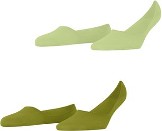 Burlington Damen Füßlinge Everyday Multipack W In Baumwolle unsichtbar einfarbig 2 Paar, Grün Lemon 7498, 39-40