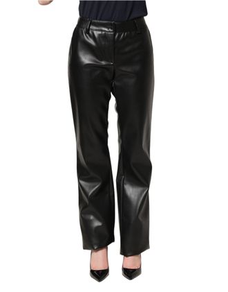Dolce & Gabbana Womens High-Waisted Pu Leather Trousers Black Polyurethane Polyester