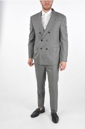 Brunello Cucinelli Virgin Wool Houndsthooth Double Breasted Suit Gr&ouml;&szlig;e 54