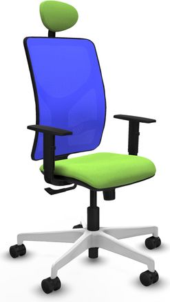 Piqueras y Crespo Verstellbarer Stuhl mit 1D-Armlehnen, h&ouml;henverstellbarer Lendenwirbelst&uuml;tze und festem Kopfteil, ausgestattet mit 3 Positionen und Schneideschaum, Bla