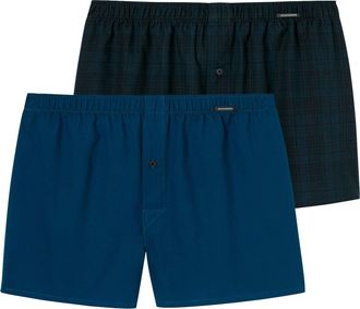 Schiesser Herren Boxershorts, Blau (Petrol 811), 4 (2er Pack)